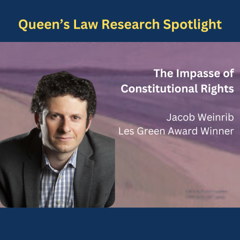 Weinrib recognized for excellence in research and new book | Queen's Law